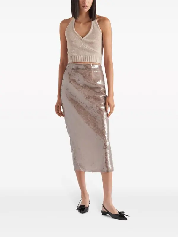 Prada Sequinned Midi Skirt