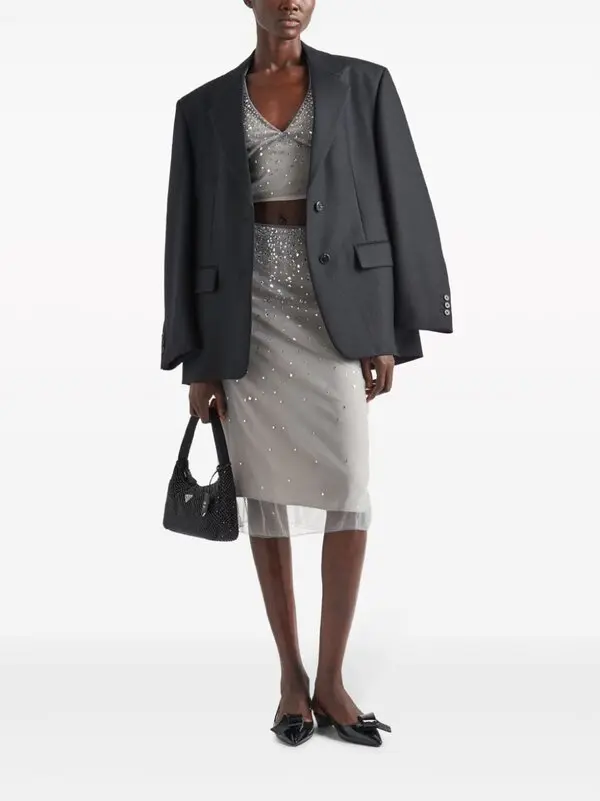 Prada Crystal-embellished Tulle Top