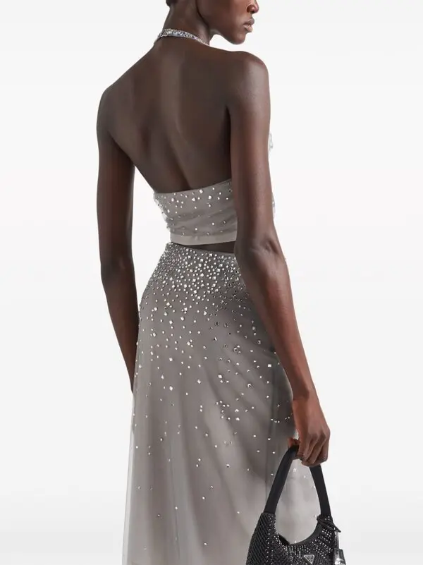 Prada Crystal-embellished Tulle Top