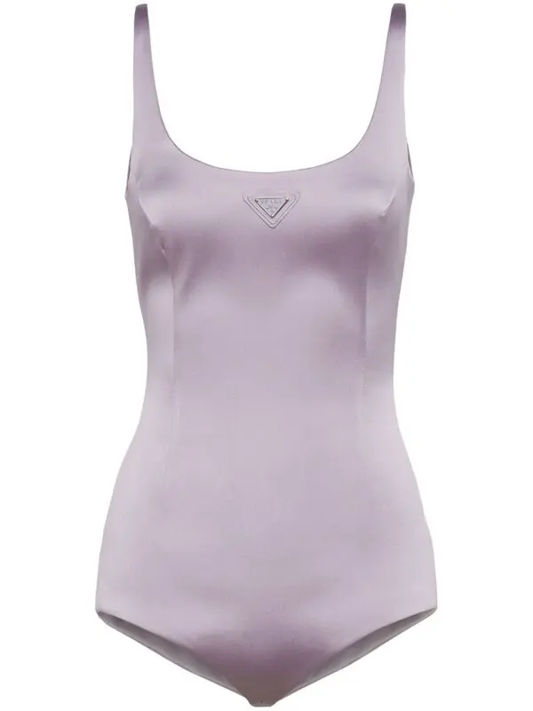 Prada Triangle-logo Satin Bodysuit