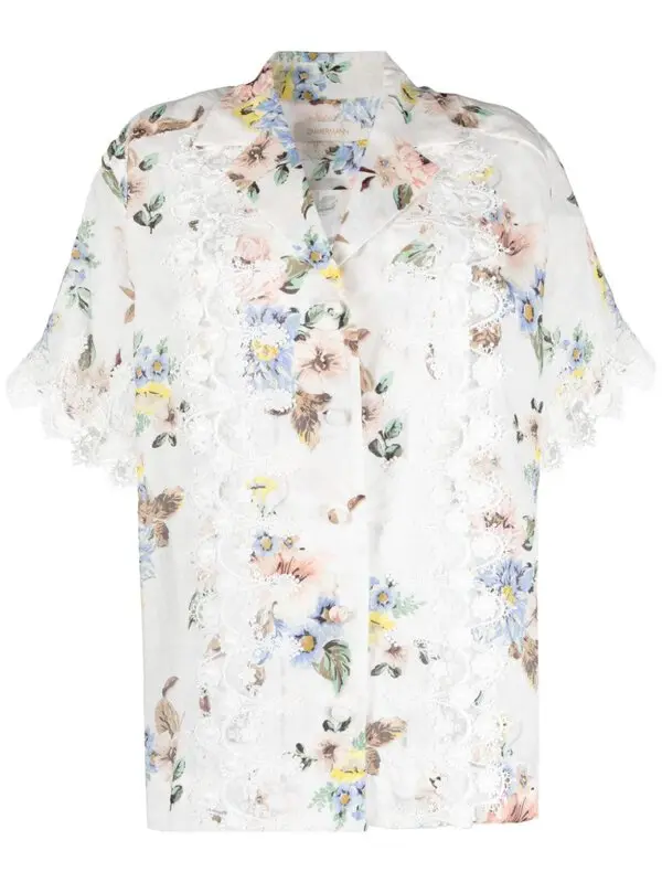 Zimmermann Floral-print Lace Shirt - White