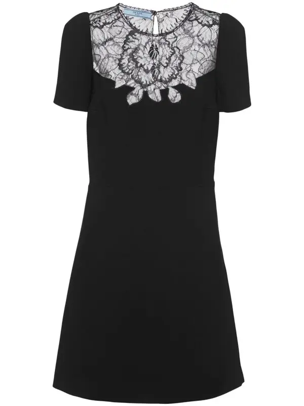 Prada Lace-panelled Cady Mini Dress