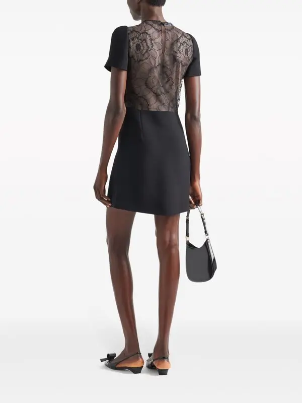 Prada Lace-panelled Cady Mini Dress
