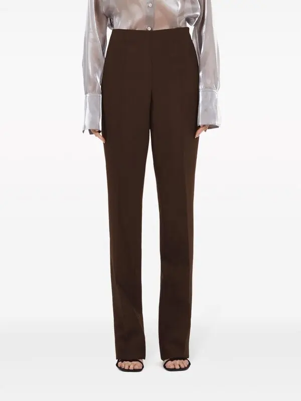 FERRAGAMO Pleat-detail Straight-leg Trousers - Brown