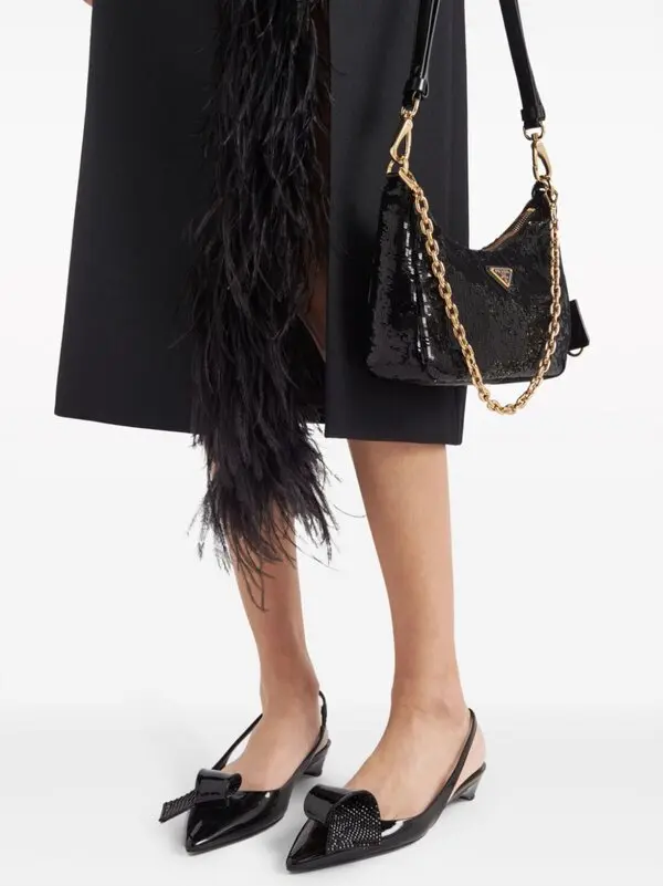 Prada Feather-trimmed Wool Midi Skirt