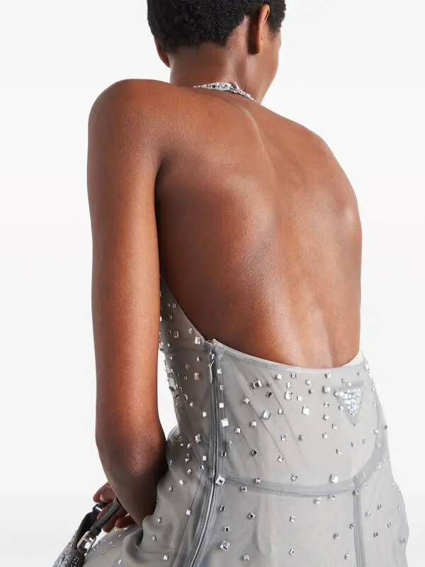 Prada Crystal-embroidered Tulle Dress