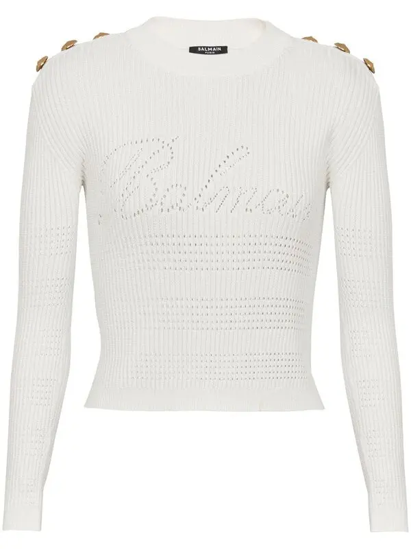 Balmain 6-button Ribbed-knit Jumper - White