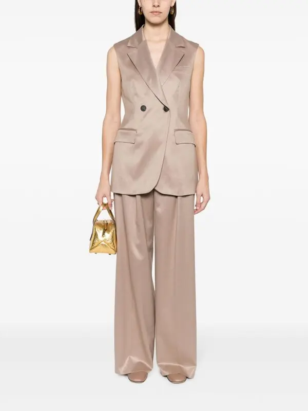 Peserico Twill Wide-leg Trousers With Crystal Embellishments