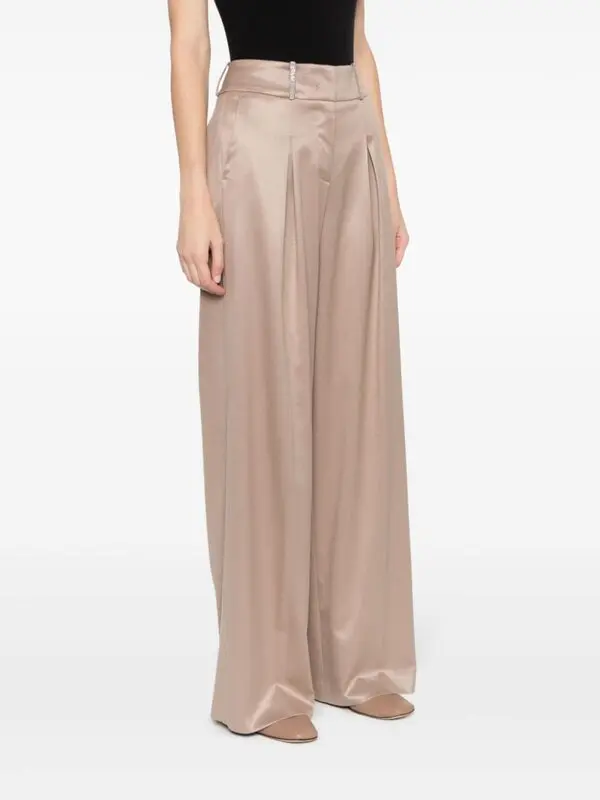 Peserico Twill Wide-leg Trousers With Crystal Embellishments