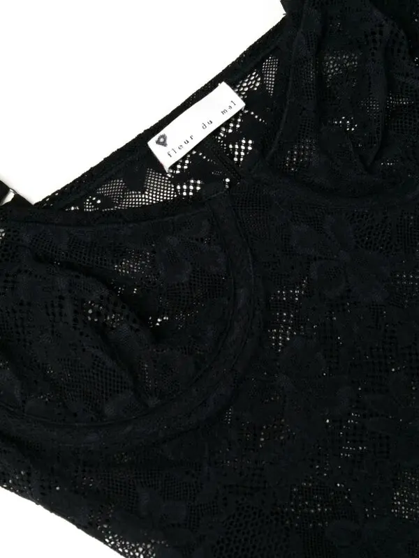 FLEUR DU MAL Le Stretch Lace Bodysuit - Black