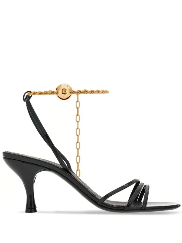 FERRAGAMO 70mm Cable-link Chain Leather Sandals - Black