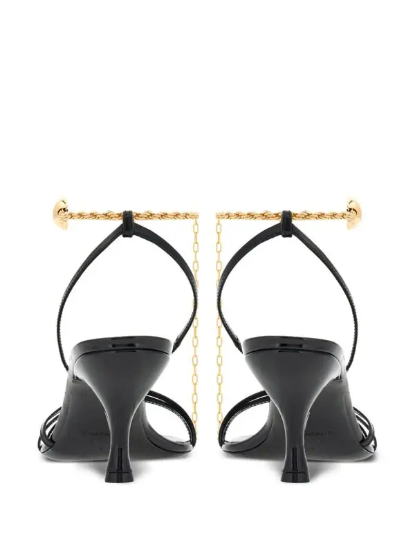 FERRAGAMO 70mm Cable-link Chain Leather Sandals - Black