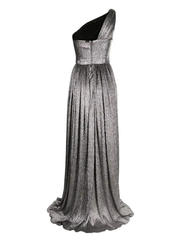 RHEA COSTA One-shoulder Metallic Gown