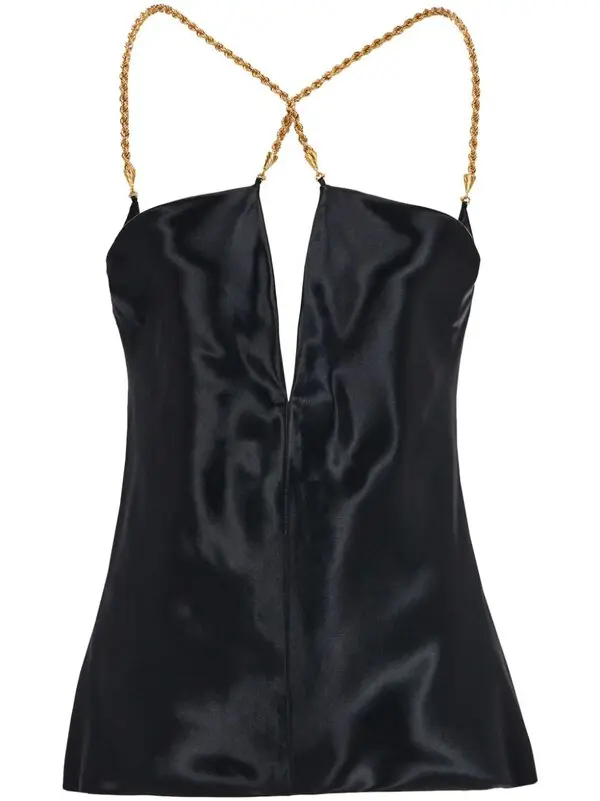 FERRAGAMO Twisted-strap Satin Top