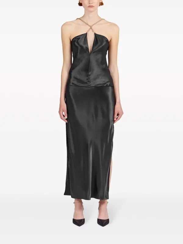 FERRAGAMO Twisted-strap Satin Top