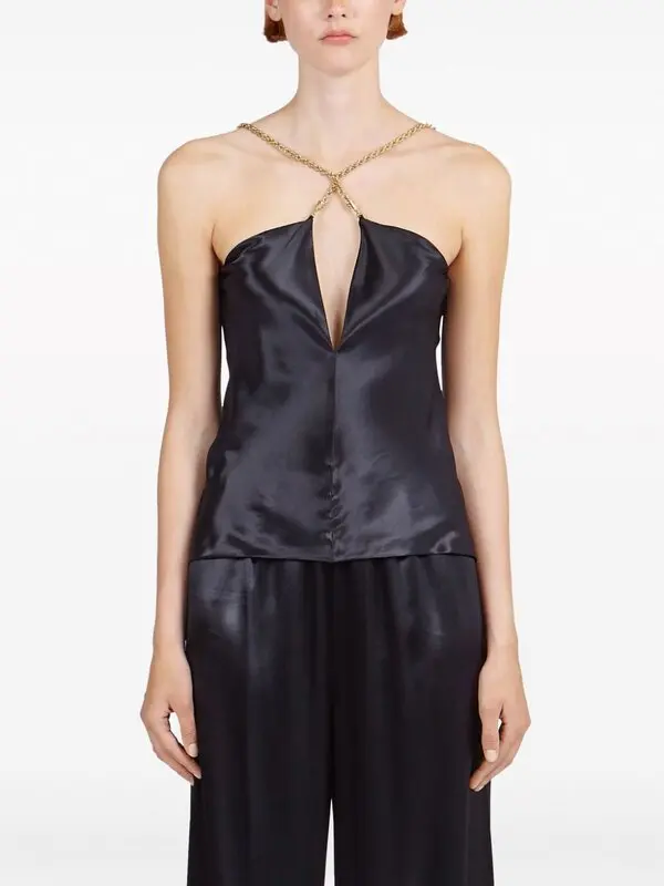 FERRAGAMO Twisted-strap Satin Top