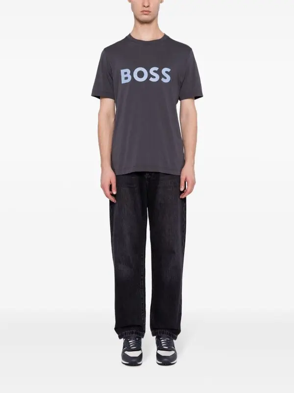 BOSS Logo-print Cotton T-shirt - Grey