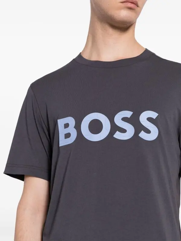 BOSS Logo-print Cotton T-shirt - Grey