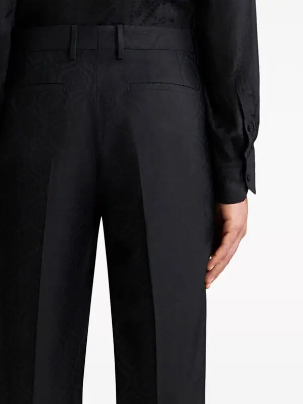 Etro Jacquard Straight-leg Trousers - Black