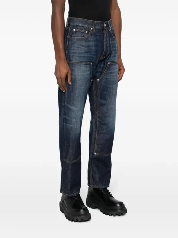 Palm Angels Monogram-embroidered Wide-leg Jeans
