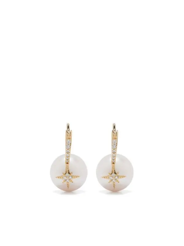 SYDNEY EVAN 14kt Yellow Gold Starburst Pearl Drop Earrings - Neutrals