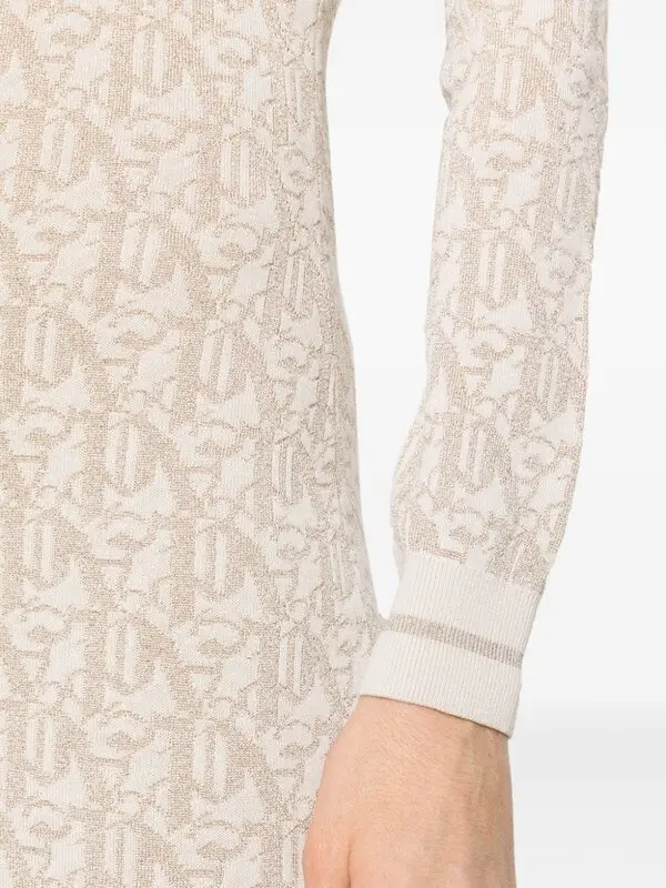 Palm Angels Monogram-jacquard Knitted Minidress - Neutrals
