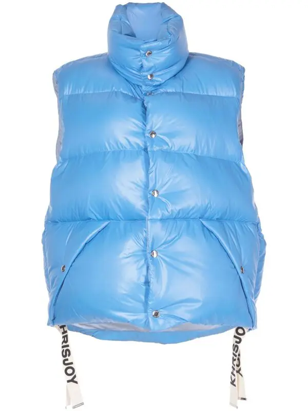 Khrisjoy Logo-tape Puffer Gilet - Blue