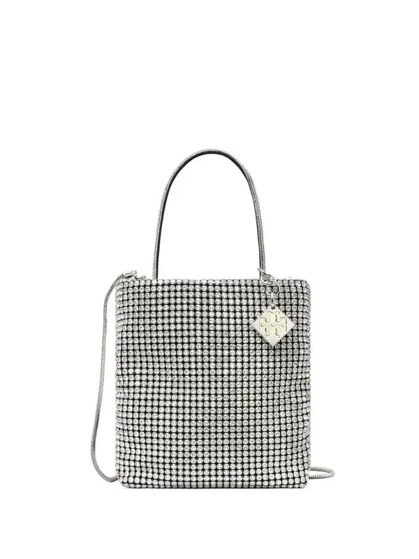 Tory Burch Mini Night Owl Crystal-embellished Tote Bag - Silver
