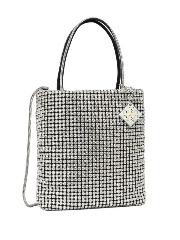 Tory Burch Mini Night Owl Crystal-embellished Tote Bag - Silver