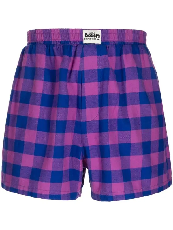 Natasha Zinko Check-print Cotton Boxers - Purple