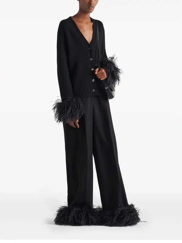 Prada Feather-trim Cashmere Cardigan