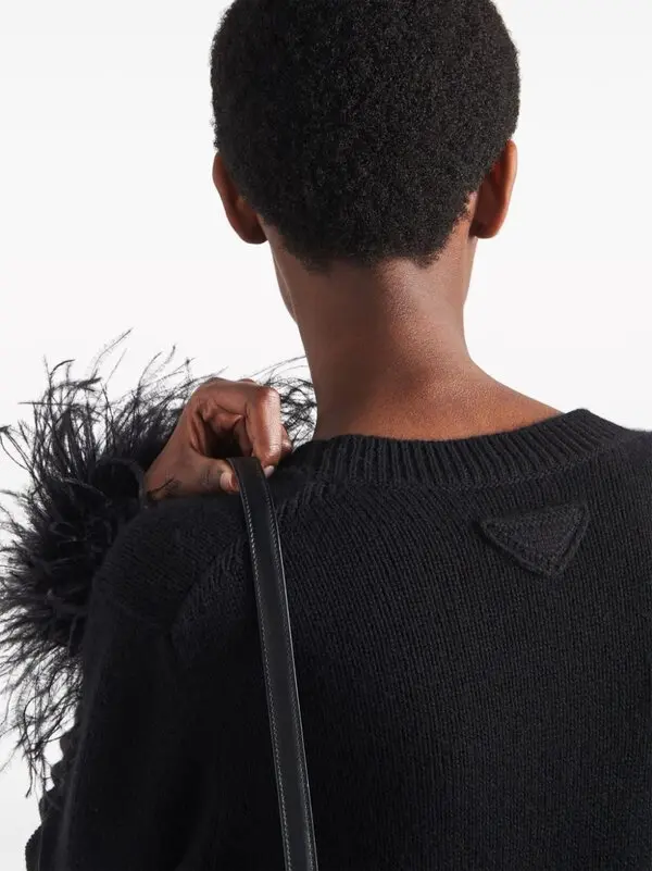 Prada Feather-trim Cashmere Cardigan