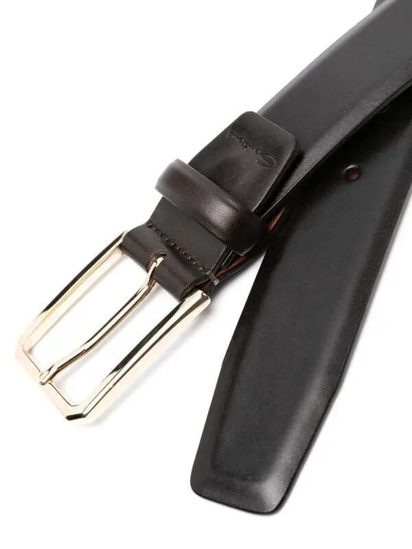 Santoni Logo-engraved Leather Belt