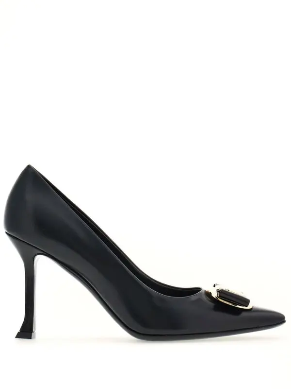 FERRAGAMO 85mm Vara Leather Pumps - Black