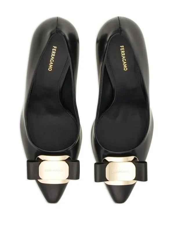 FERRAGAMO 85mm Vara Leather Pumps - Black