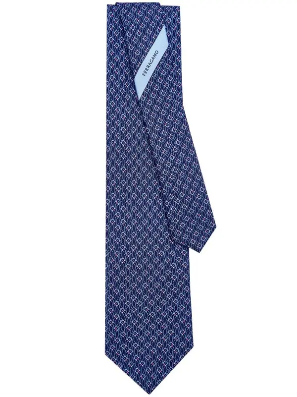FERRAGAMO Printed Silk Tie - Blue