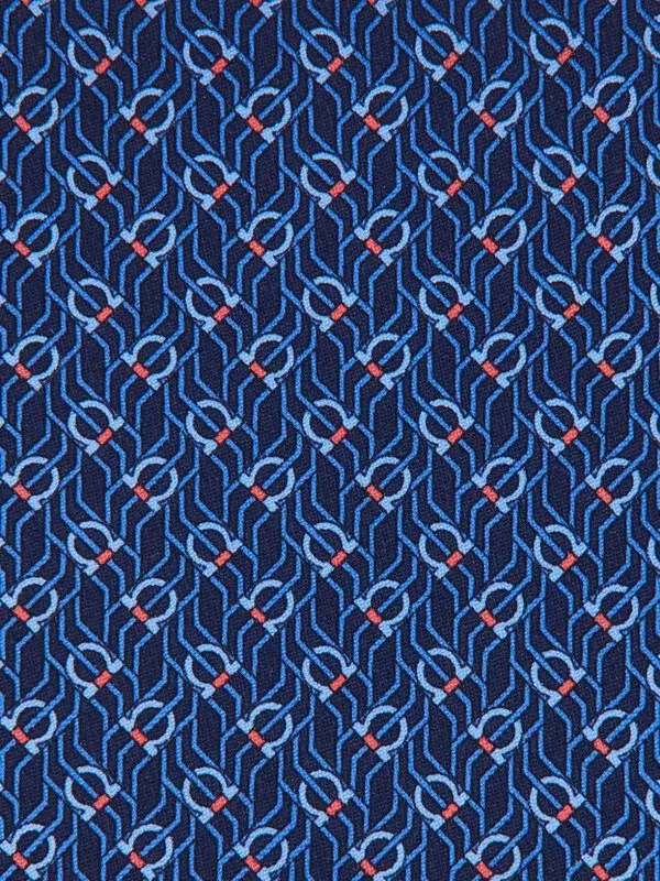 FERRAGAMO Printed Silk Tie - Blue