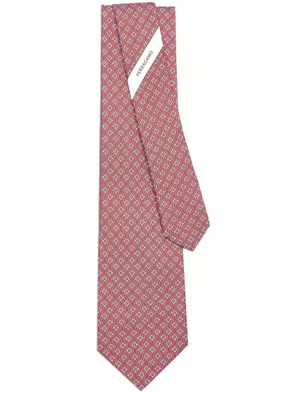 FERRAGAMO Printed Silk Tie - Red