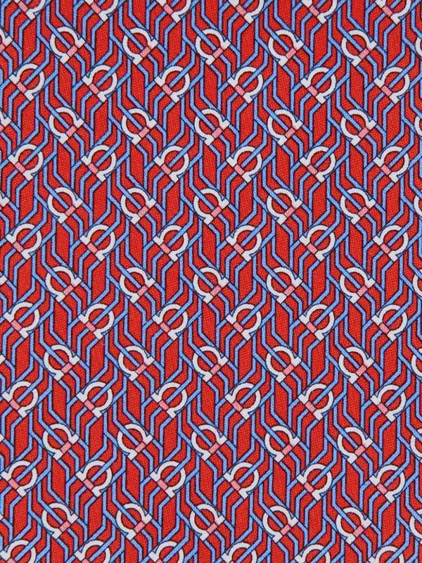 FERRAGAMO Silk Graphic Print Neck Tie - Red