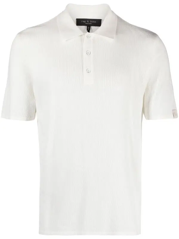 Rag & Bone Harvey Ribbed-knit Polo Shirt - White