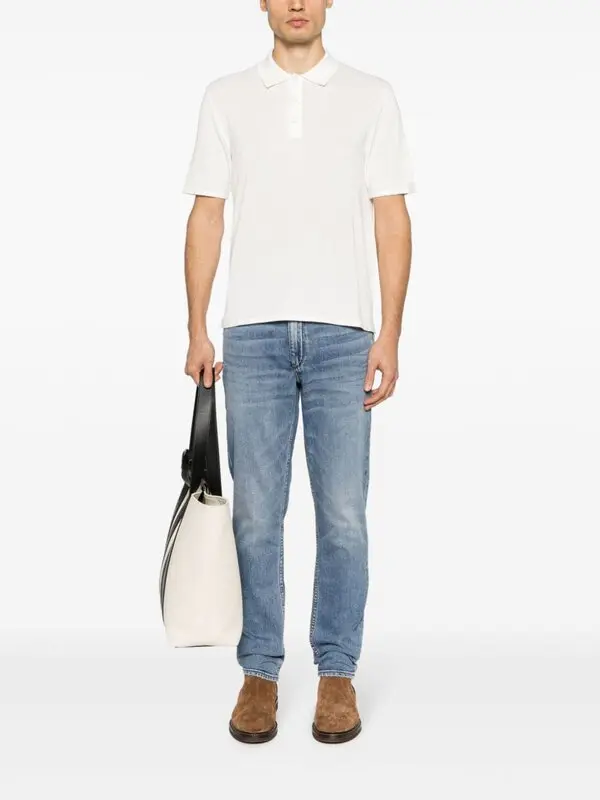 Rag & Bone Harvey Ribbed-knit Polo Shirt - White