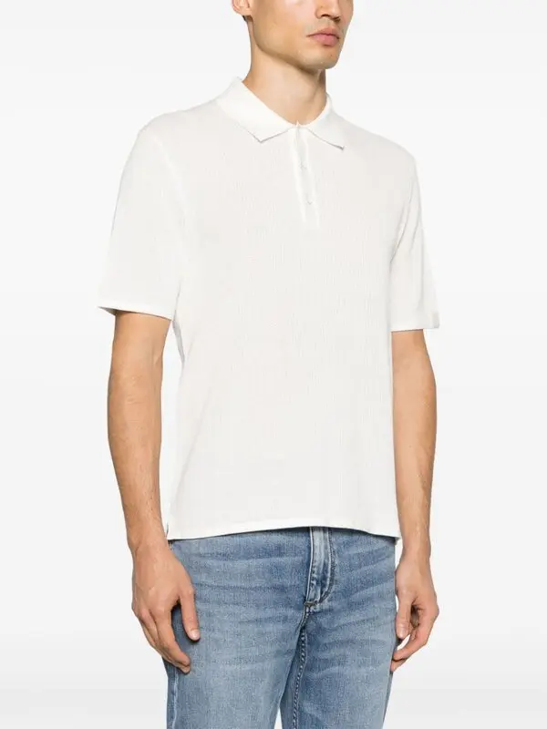 Rag & Bone Harvey Ribbed-knit Polo Shirt - White