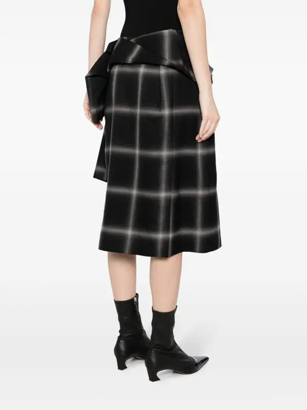 MARINA YEE Birkin Plaid Wool Skirt - Black