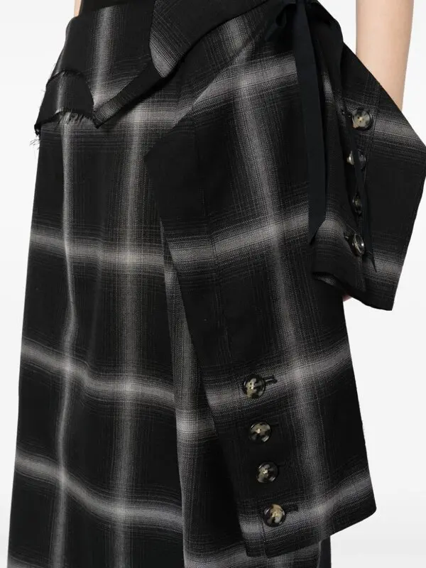 MARINA YEE Birkin Plaid Wool Skirt - Black