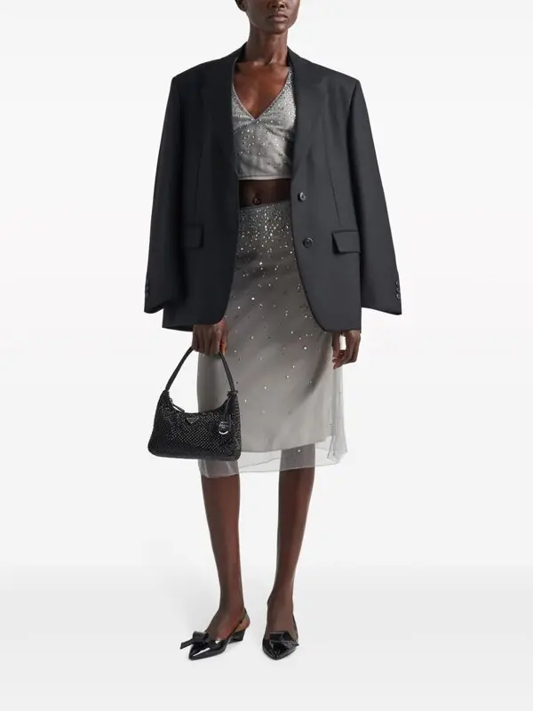 Prada Crystal-embellished Tulle Midi Skirt