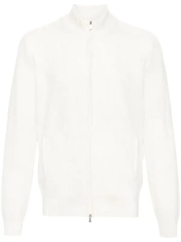 FILERIA Zip-up Ribbed Knit Sweatshirt - Neutrals
