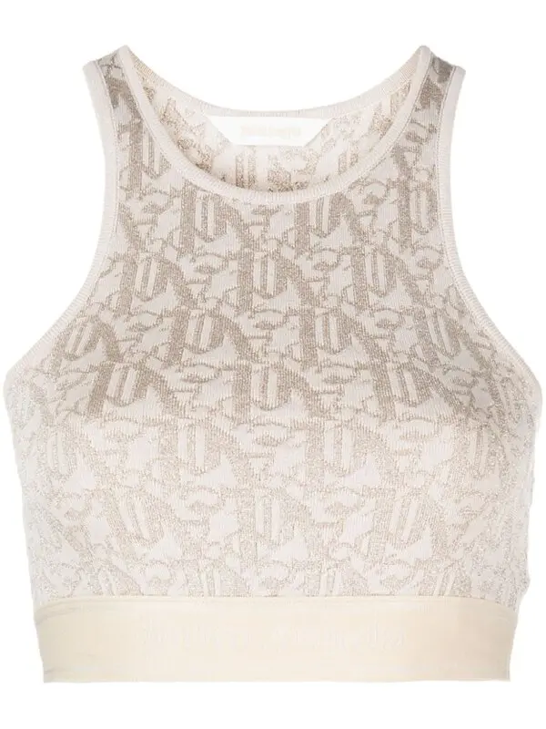 Palm Angels Monogram-jacquard Knitted Bra - Neutrals