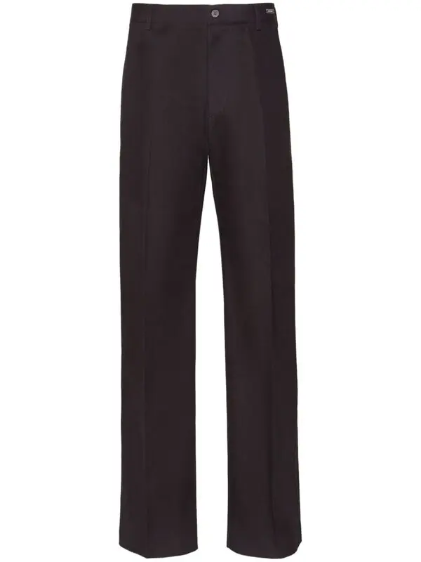FERRAGAMO Flared Cotton Chino Trousers - Black