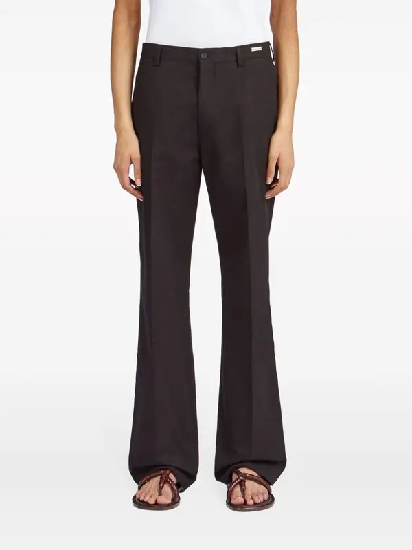 FERRAGAMO Flared Cotton Chino Trousers - Black