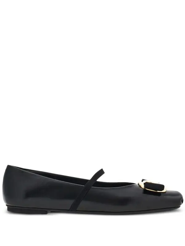 FERRAGAMO Vara Plate Ballet Flats - Black